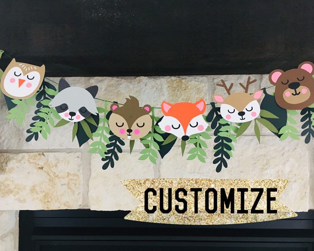 Woodland Forest Garland Animal Set Baby Shower Birthday Party Banner - Etsy