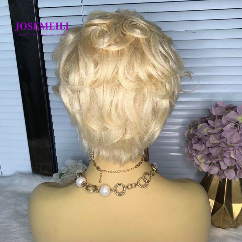 613 Blonde Hair Pixie Wigs Remy Hair Human Hair Wigs Bob Wig Lace ...