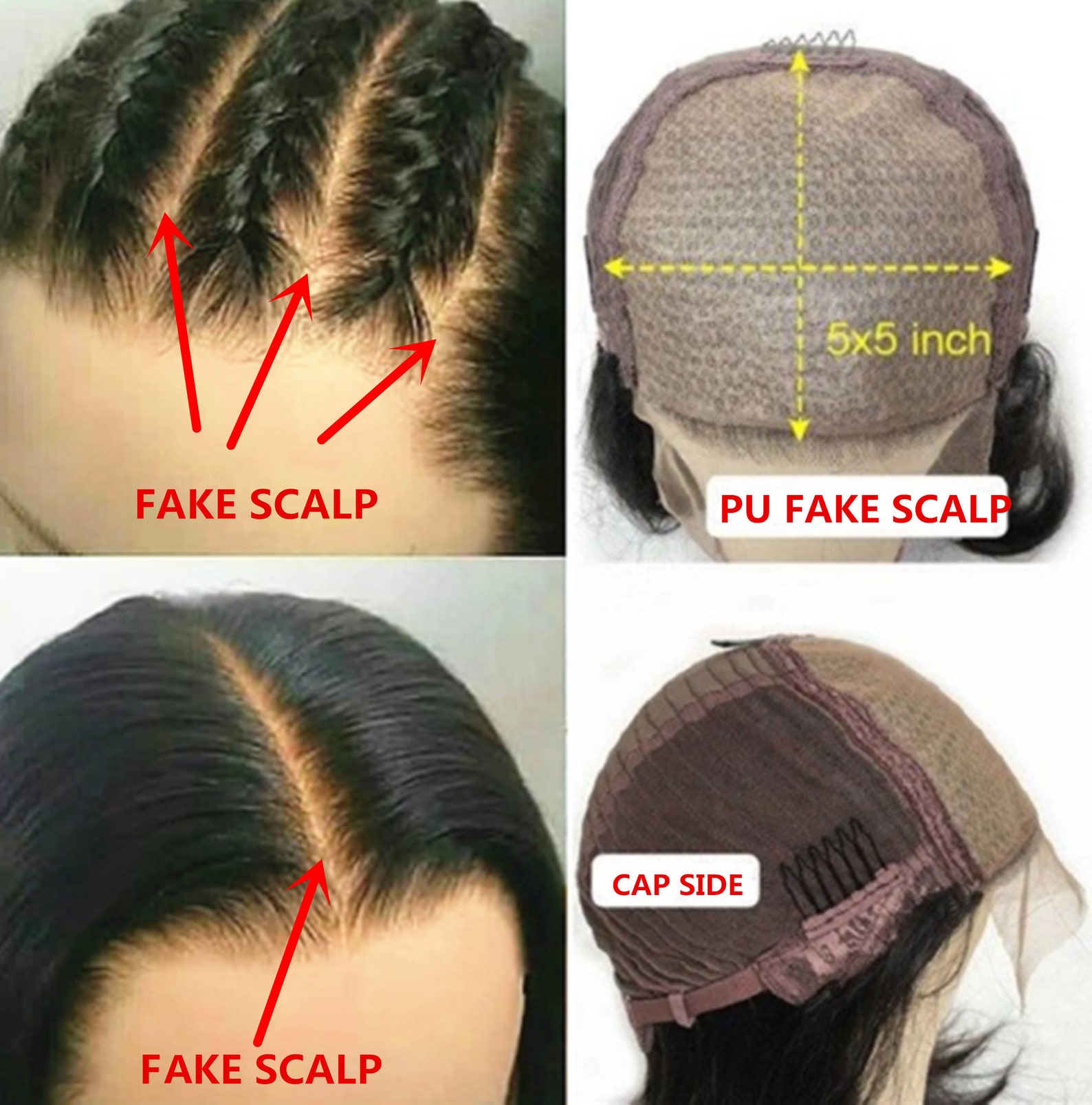 PU Fake Scalp 5x5 Silk Straight Women Wigs Virgin Hair - Etsy