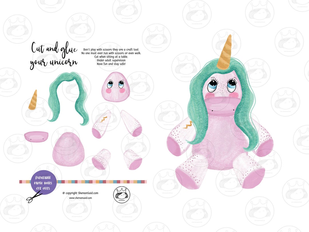 Cut Out Unicorn Digital Download Kids Craft - Etsy