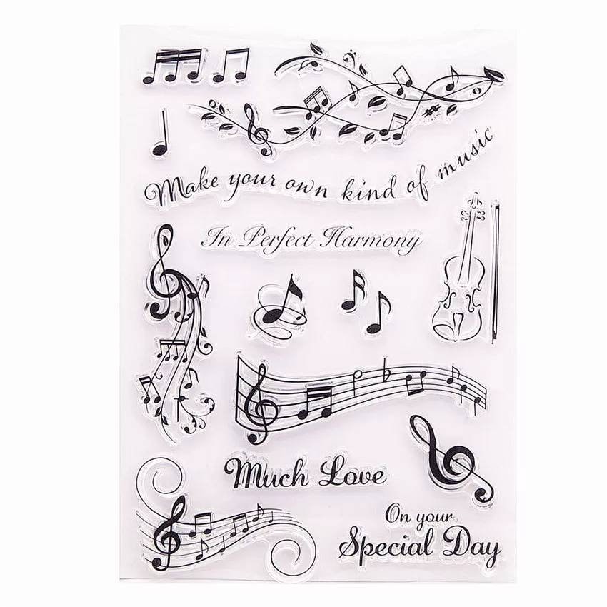 Rubber Stamp Music Notes and Sentiments 15pcs | Etsy
