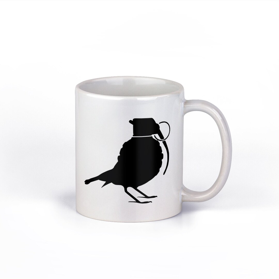 Banksy Grenade Bird Coffee Mug | Banksy Ceramic Cup Design | 11-ounce ...