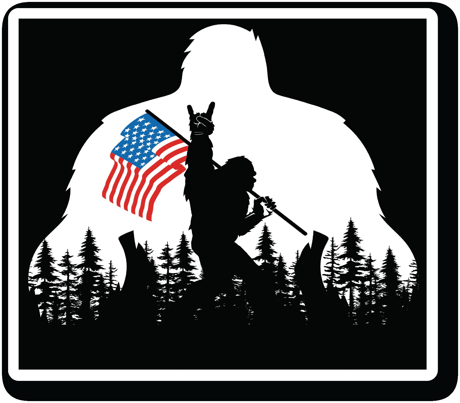 Sasquatch Bigfoot Rock USA Flag 6 in Premium Waterproof Vinyl - Etsy