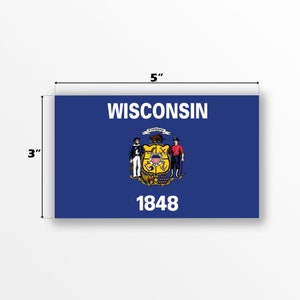 Wisconsin State Flag Decal Sticker | 5-inches by 3-inches | Premium ...