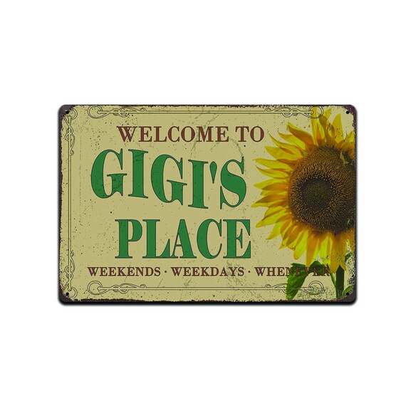 Gigi's Place Vintage Style Welcome Sign With Sunflower - Etsy