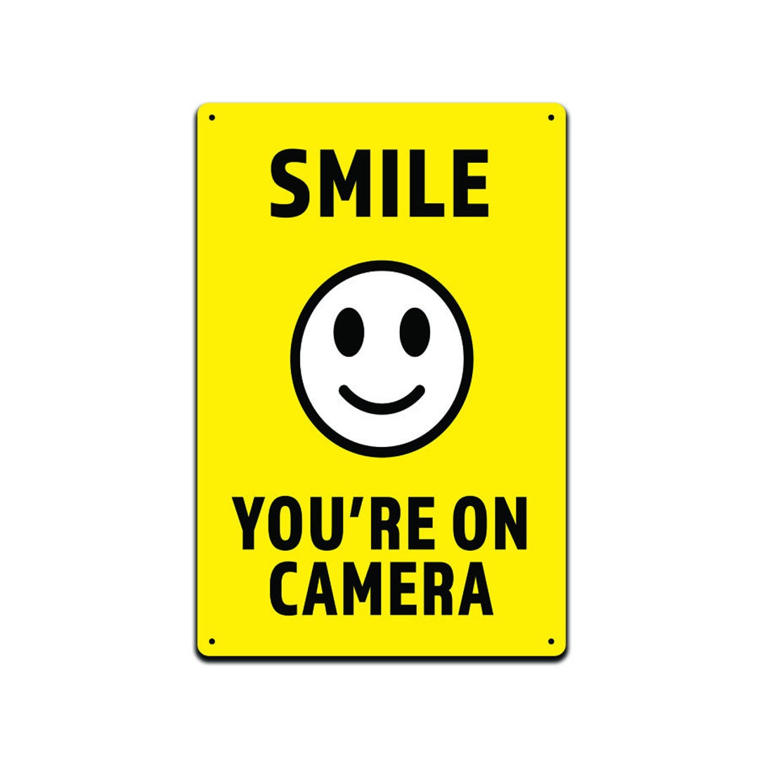 Smile You're on Camera Video Surveillance Sign - 8 X 12 Inches Rust ...