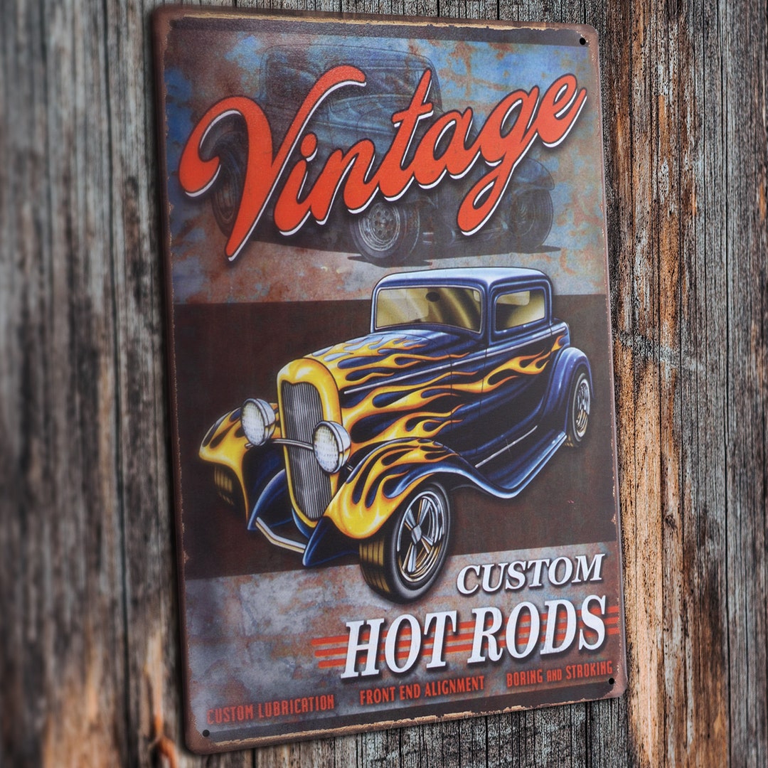 Vintage Custom Hot Rod Garage Rat Rods Gas Vintage Retro Wall Decor ...