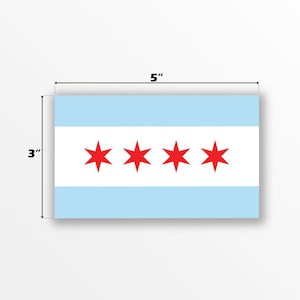 Chicago City Flag Decal Sticker | 5-inches by 3-inches | Premium ...