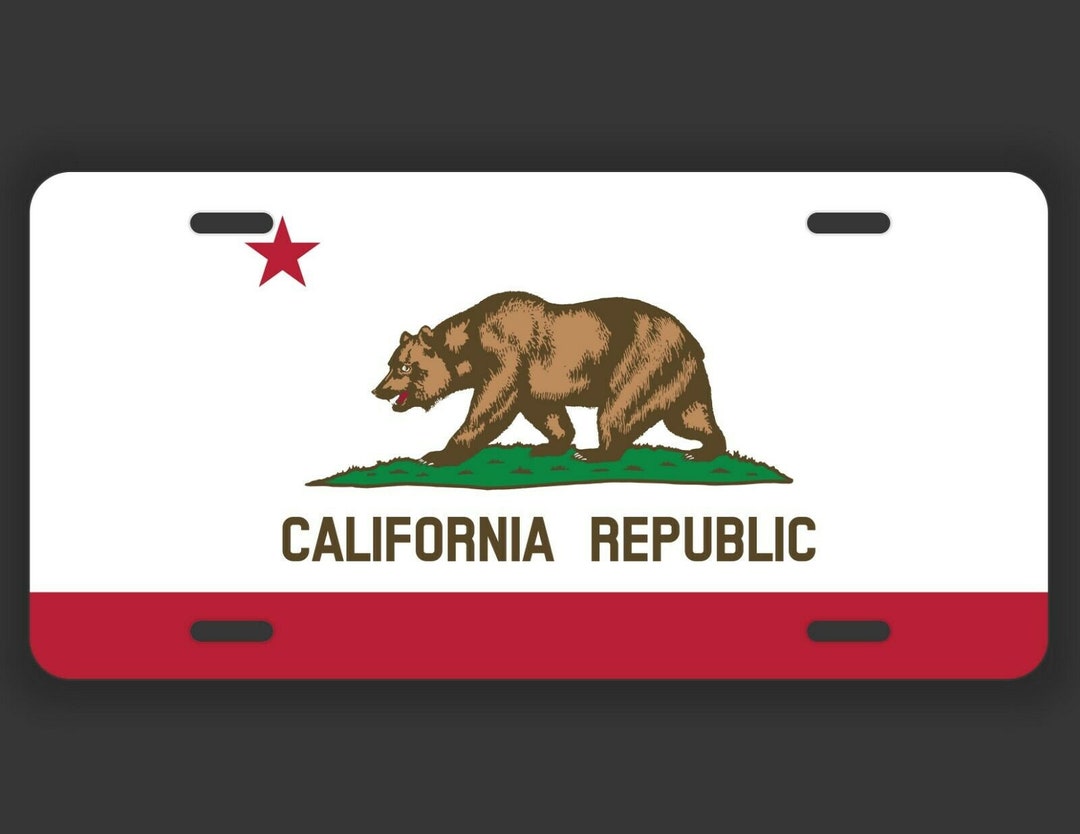 California Republic Bear License Plate Tag Novelty Front Aluminum 6 ...