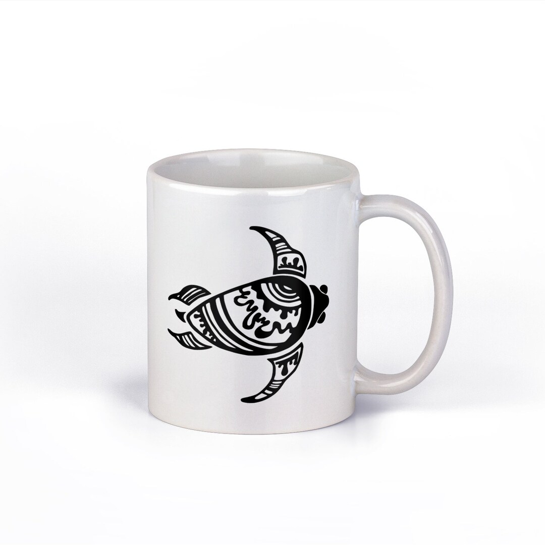 Sea Turtle Coffee Mug | Henna Style Sea Turtle Ceramic Cup | Unique ...