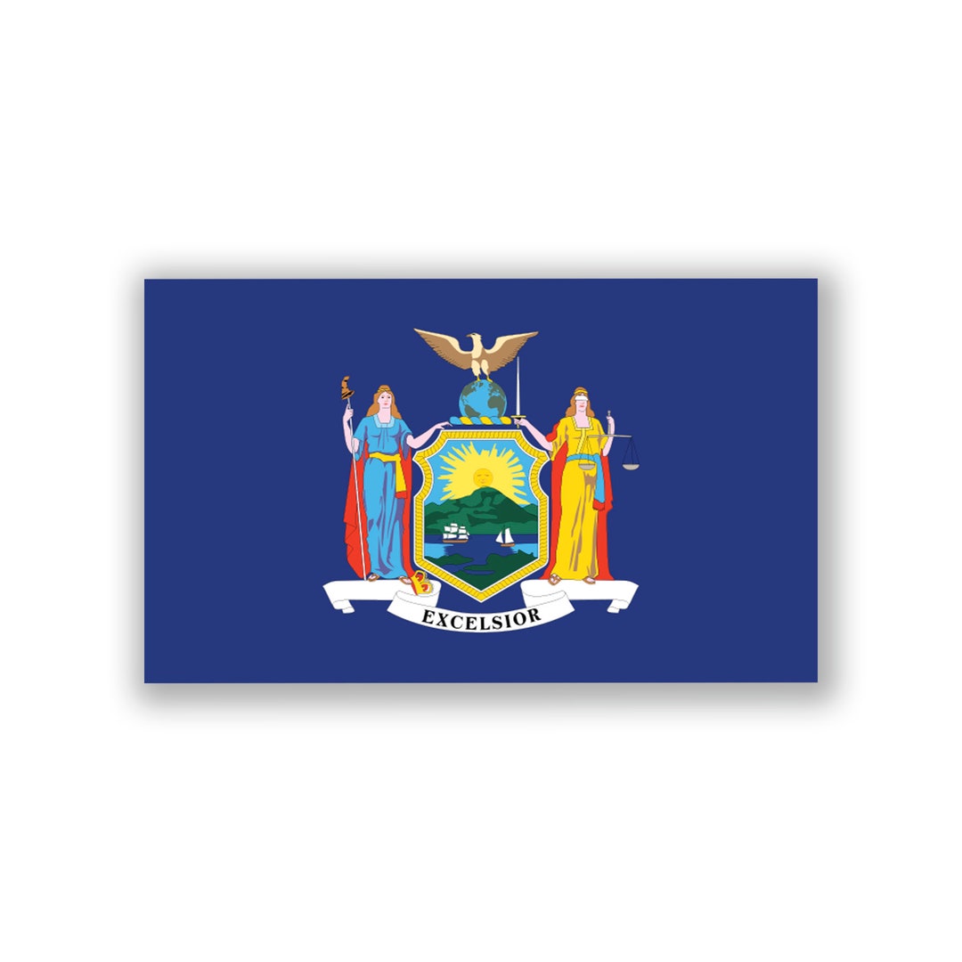 New York State Flag Decal Sticker | 5-inches by 3-inches | Premium ...