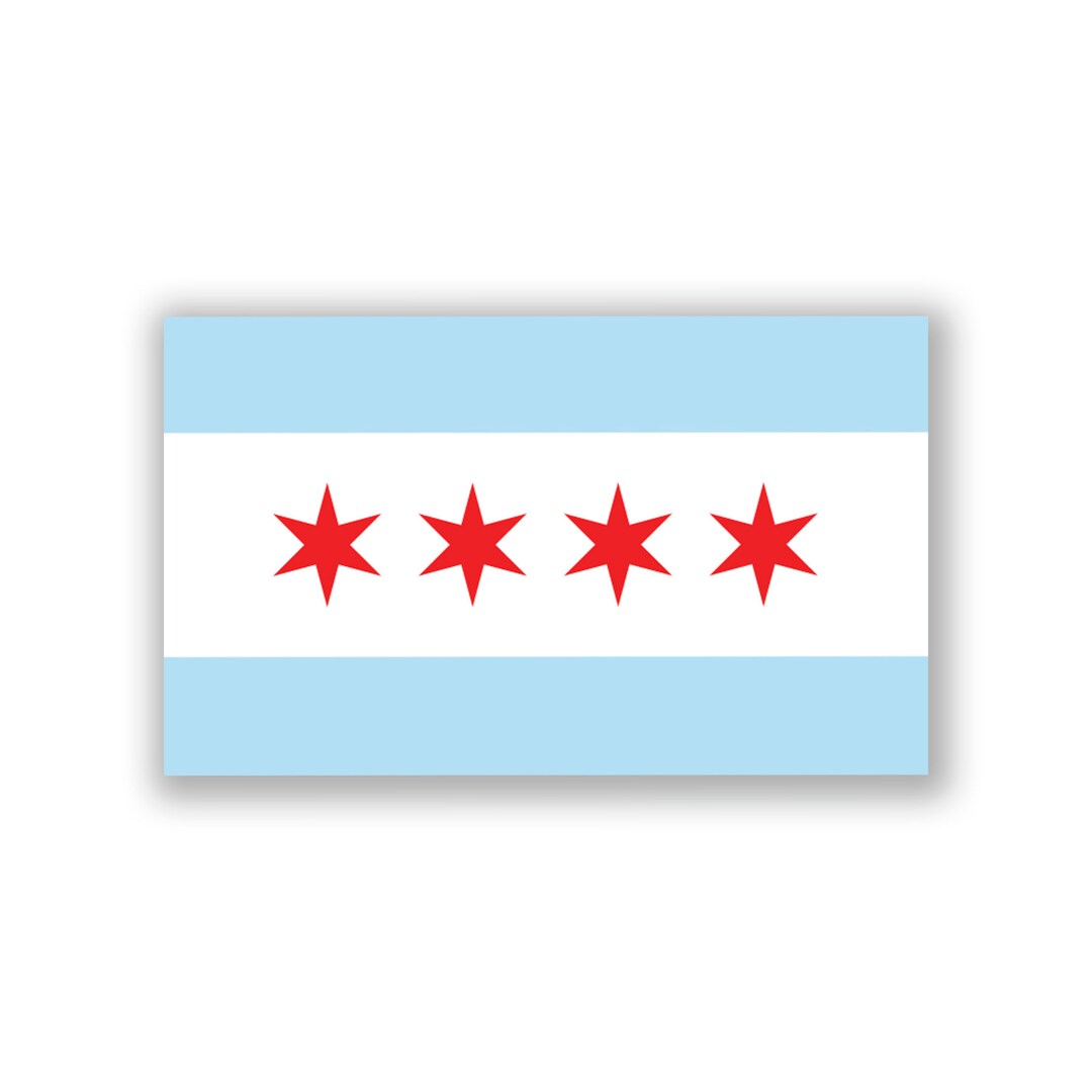 Chicago City Flag Decal Sticker | 5-inches by 3-inches | Premium ...