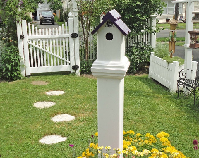 Birdhouse PVC 5inch Post Mount Nesting Box, Weatherable Thatch Style ...