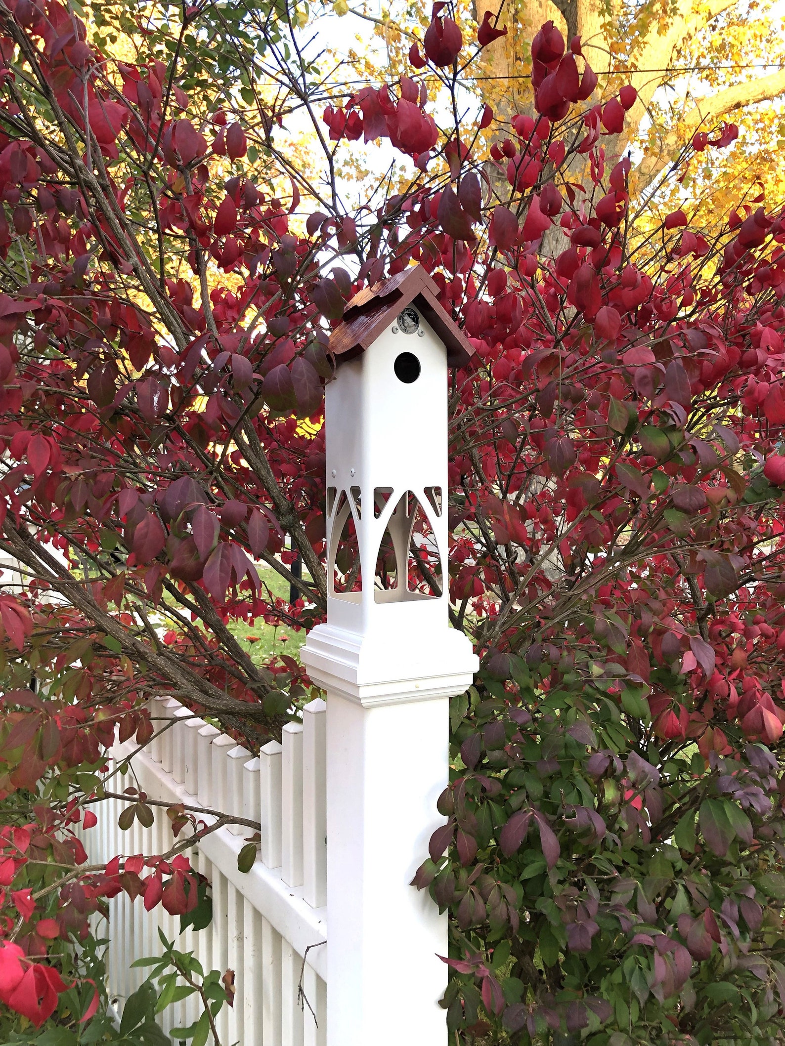 5inch All PVC Post Mount Bird House and Feeder, Weatherproof, Handmade ...