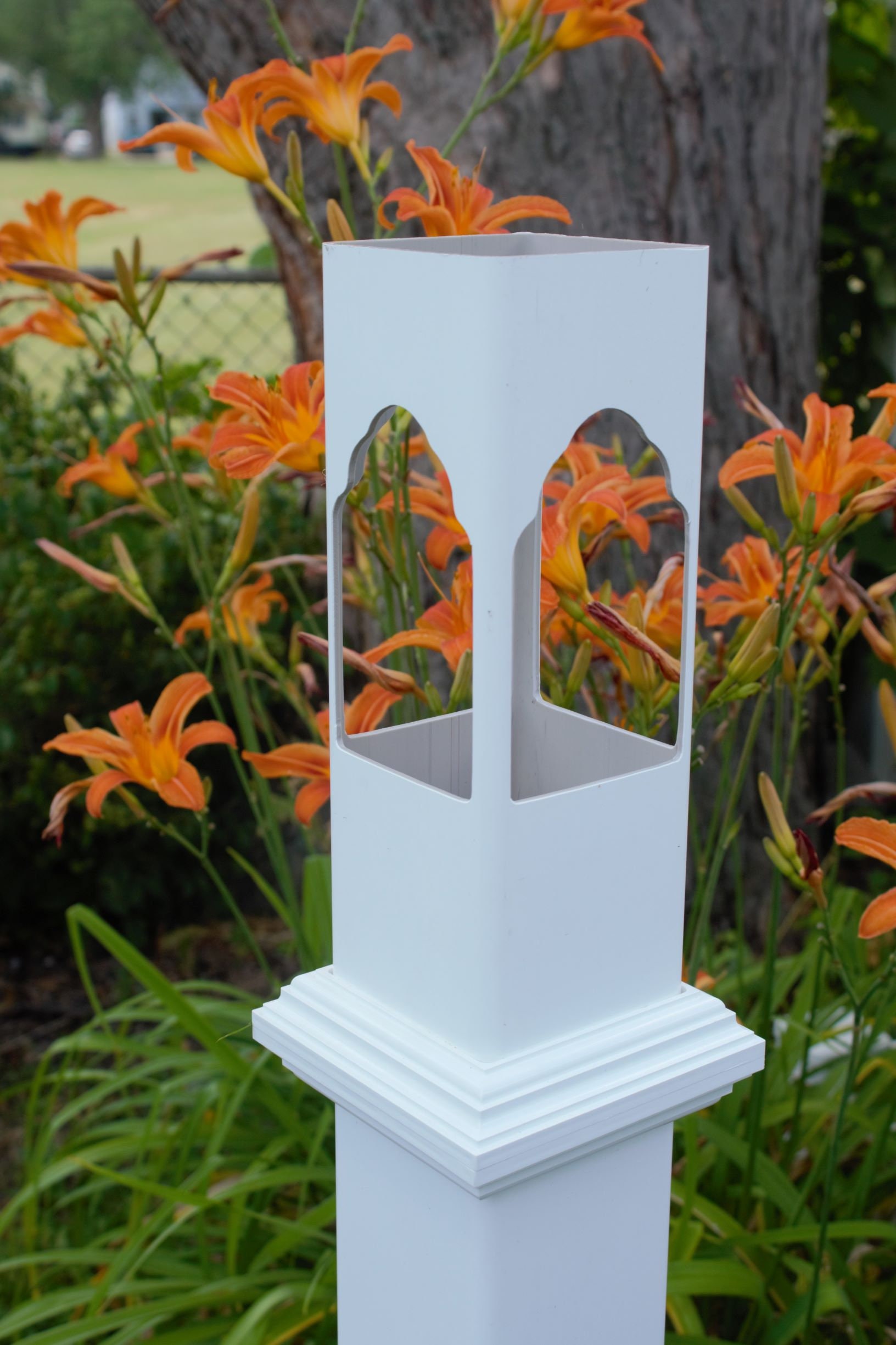 White 4 PVC Post Mount Planter With Bridgeport Inspire - Etsy