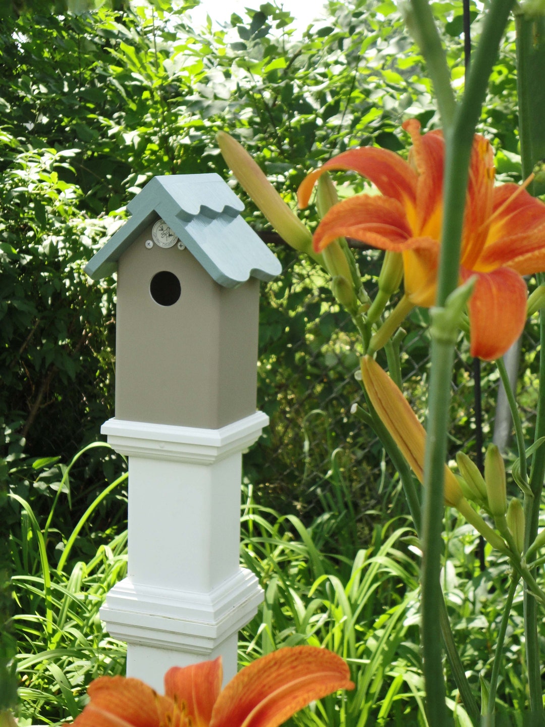 PVC 4" Fence Post Topper Birdhouse, Weatherable Modern Birdhouse for ...
