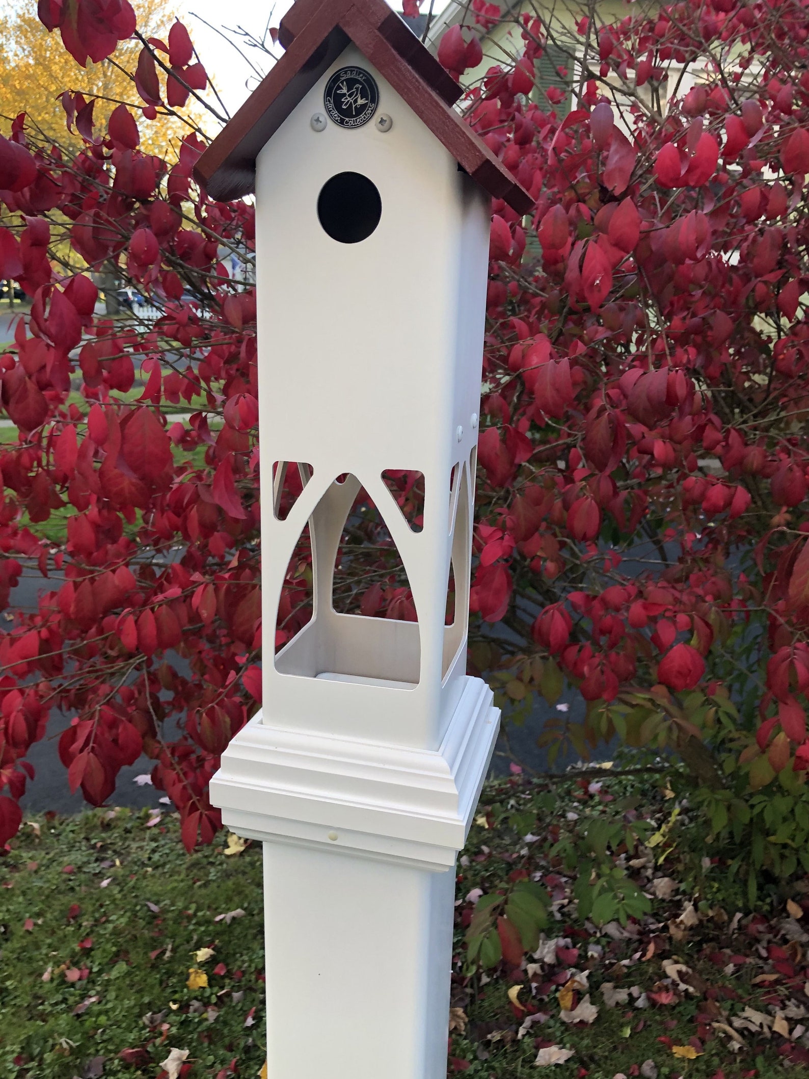 5inch All PVC Post Mount Bird House and Feeder, Weatherproof, Handmade ...