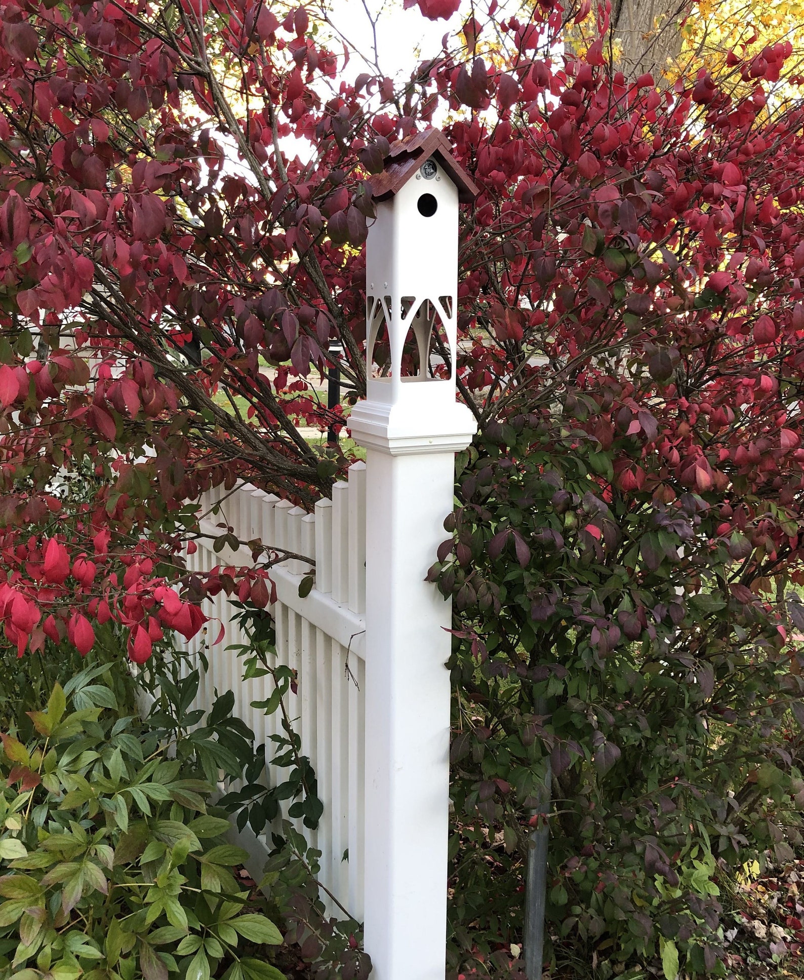 5inch All PVC Post Mount Bird House and Feeder, Weatherproof, Handmade ...