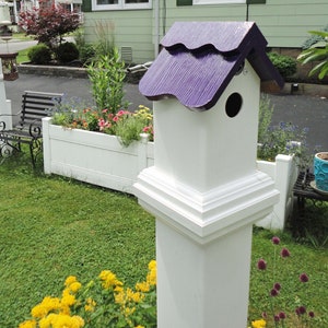 Birdhouse PVC 5inch Post Mount Nesting Box, Weatherable Thatch Style ...