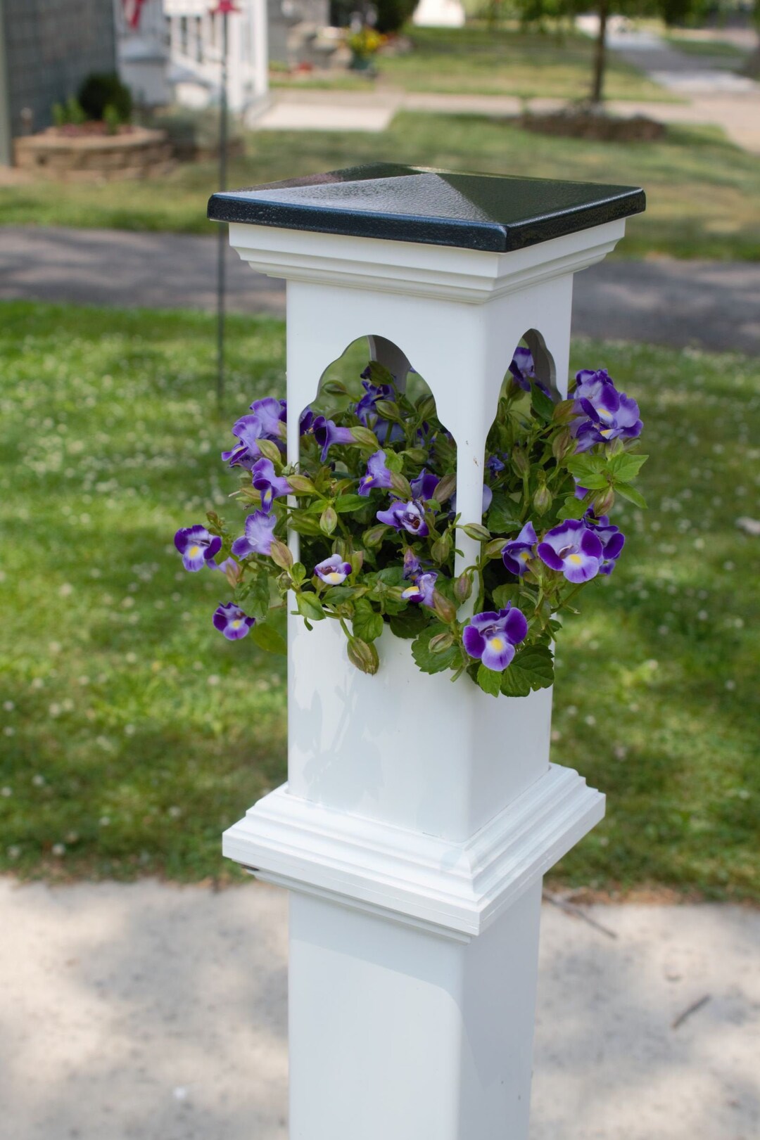 White PVC Post Mount Planter With Aluminum Cap- for 4inch Vinyl Fence ...