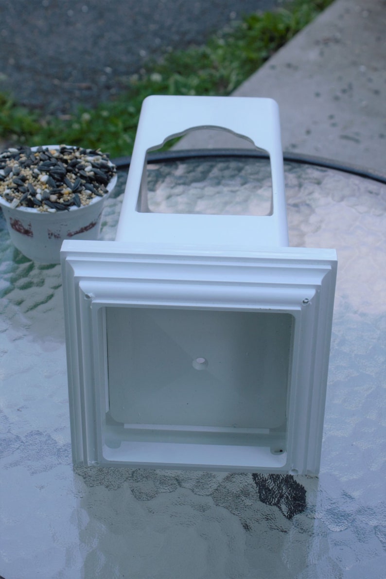 White PVC 4 Inch Post Mount Bird Feeder With Bridgeport Cap - Etsy