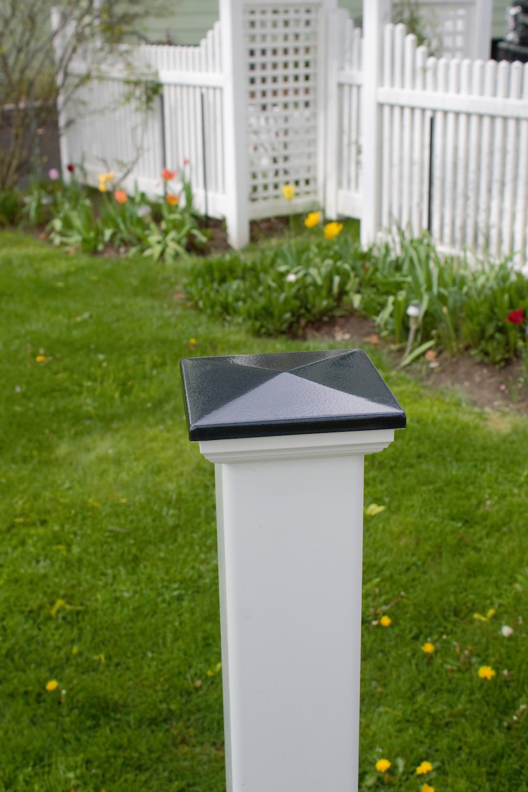 Black Color 4" New England Metal Top PVC Post Cap-4 Inch Post Cap for ...