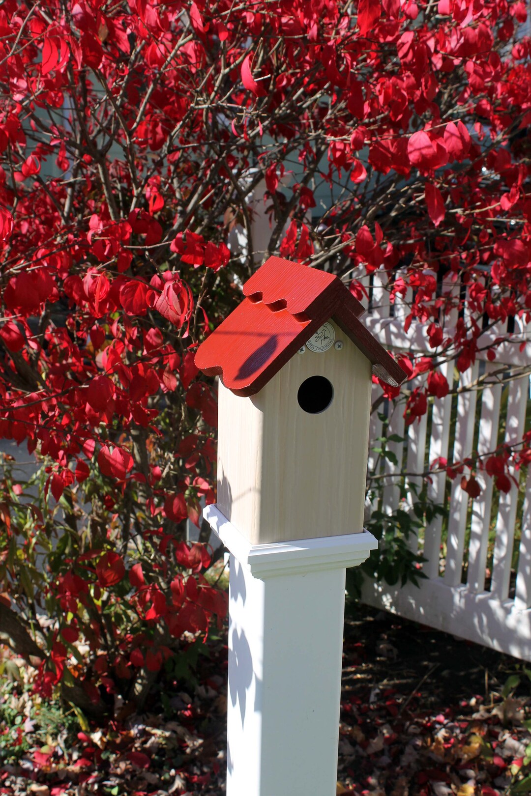 Vinyl Fence Post Top All PVC 4-inch Post Mount Weatherable Bird House ...