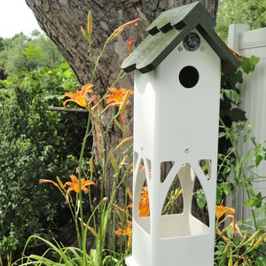 Tall Birdhouse/feeder for Post, Outdoor Weatherable Post Mount PVC Bird ...