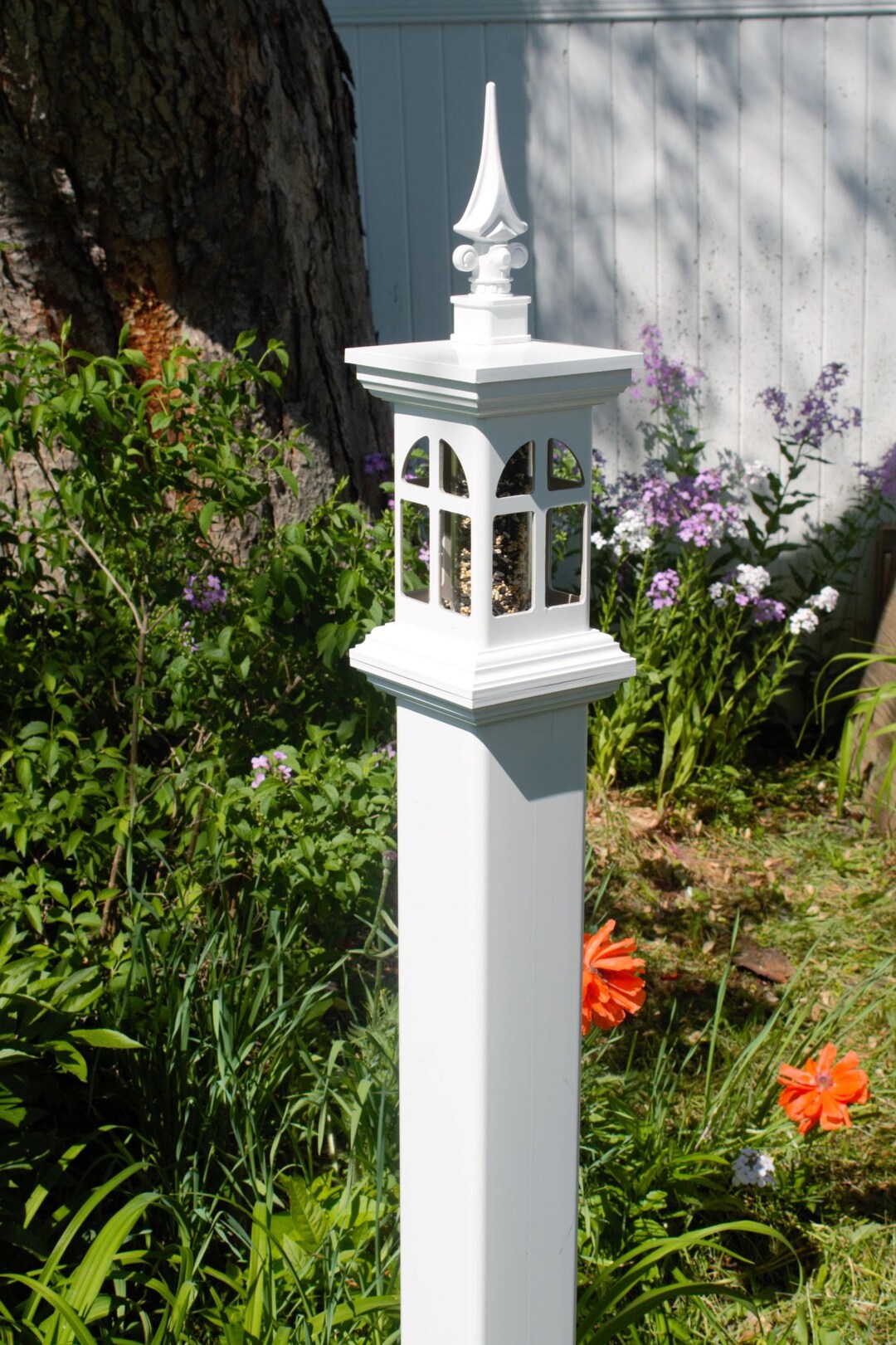 Sm Cathedral Vinyl Tube Bird Feeder With Handmade Spire Cap for 4inch ...