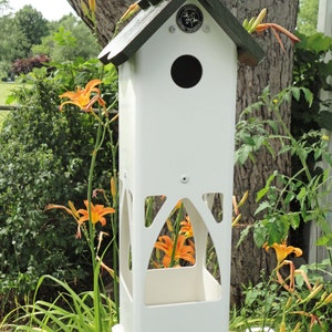 Tall Birdhouse/feeder for Post, Outdoor Weatherable Post Mount PVC Bird ...