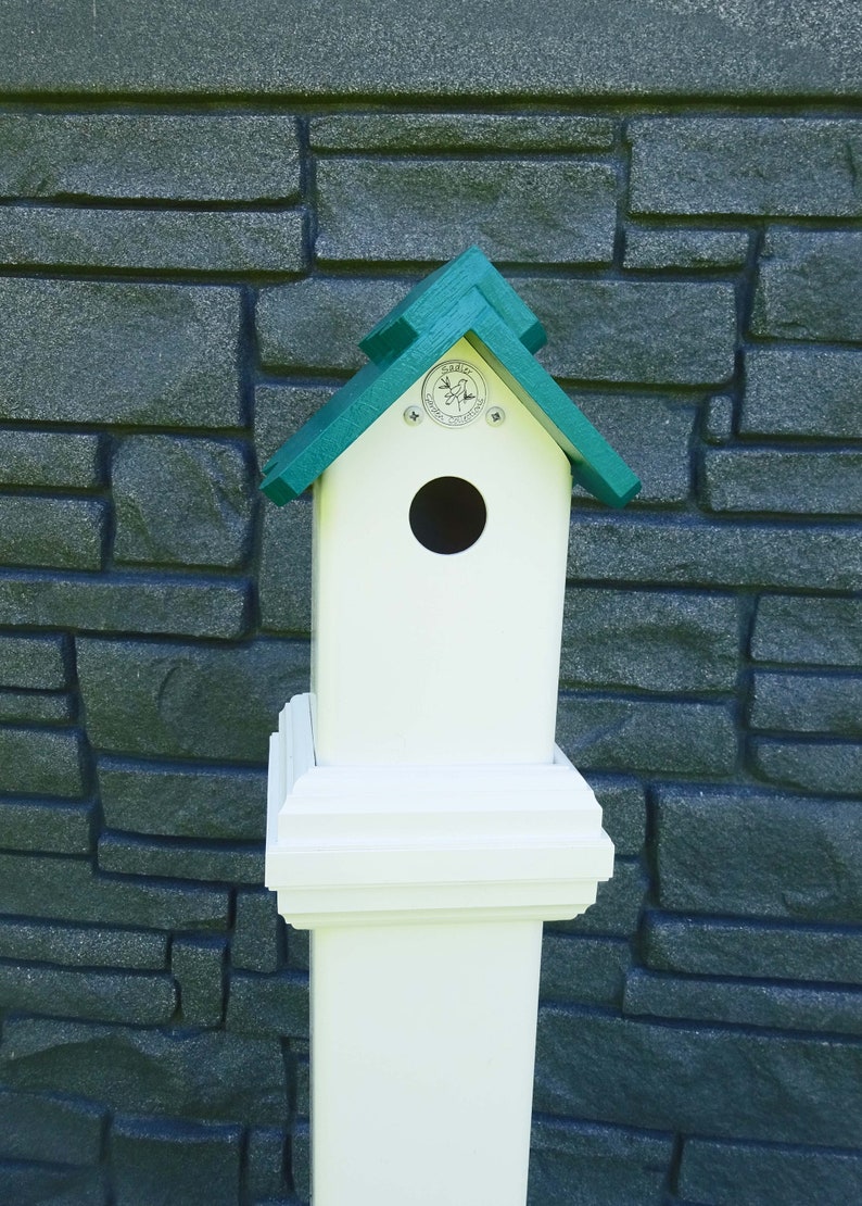 5inch PVC Fence Post Mount Birdhouse: Weatherable Nesting Box, Poseidon ...