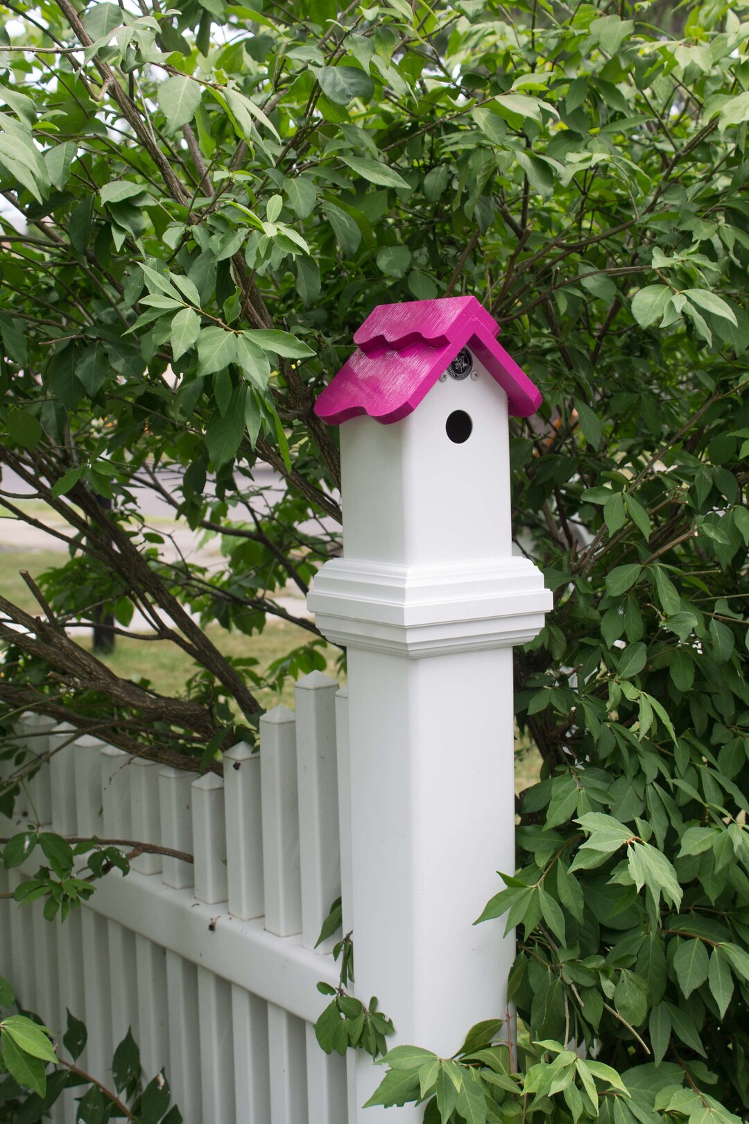 All PVC 5 Inch Post Mount Birdhouse, Weatherable, Nesting Box, Hot Pink ...