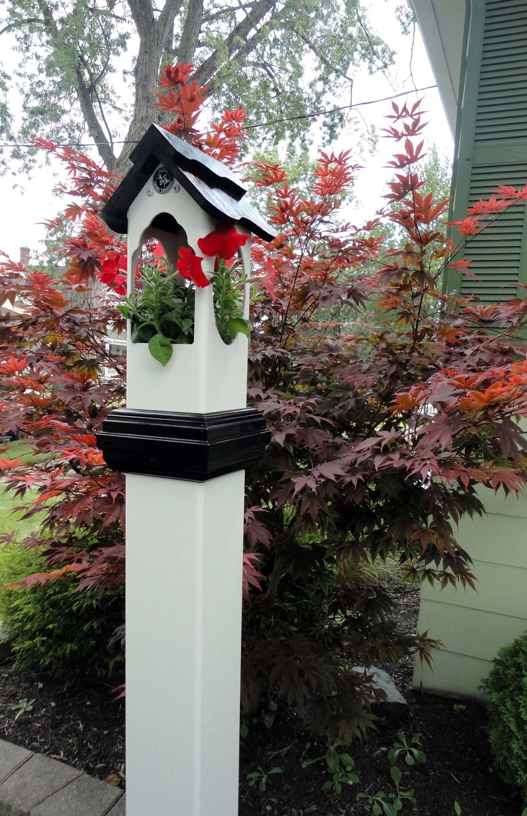 Handmade PVC Post Planter With Roof: Outdoor Garden Decor - Etsy