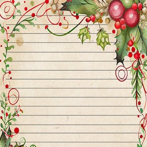 Two Festive Holiday Writing Papers, Lined and Unlined, to Download and ...