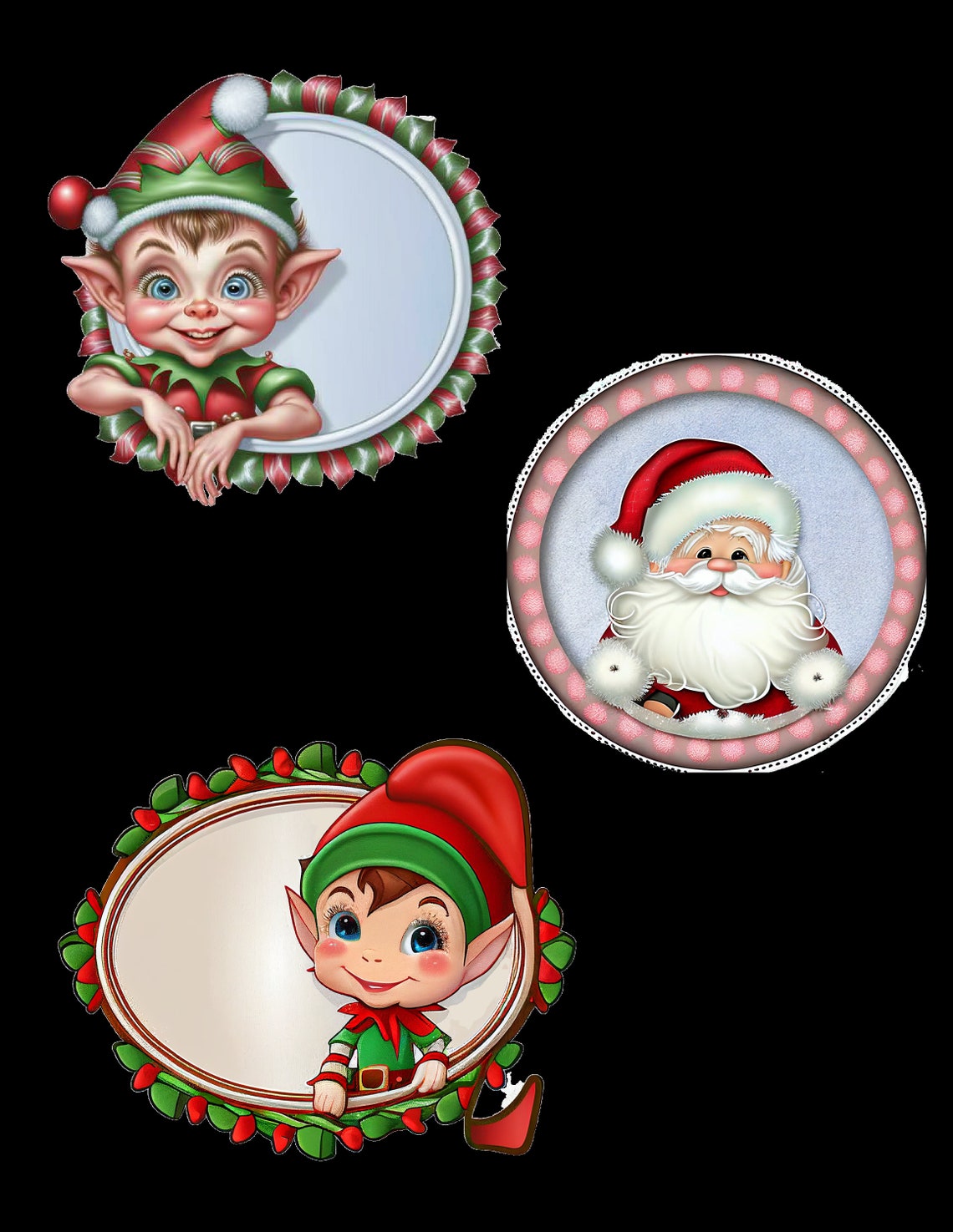Cute Santa Elves and Reindeer Clip Art Files for You to - Etsy