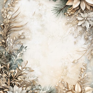 Festive Christmas Background Papers: Floral Winter Scrapbooking ...