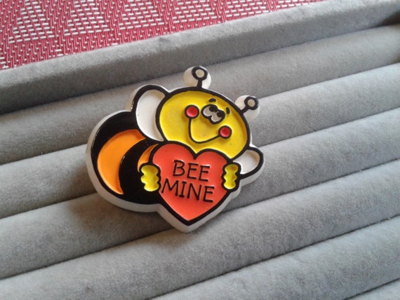 Hallmark Bee Mine Bee With Heart Painted Plastic Novelty Pin | Etsy