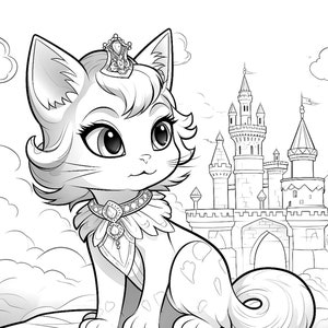 Five Kitten Princess Coloring Sheets for Instant Download - Etsy