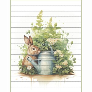 Bunny Garden Lined and Unlined Writing Papers, Instant Download ...
