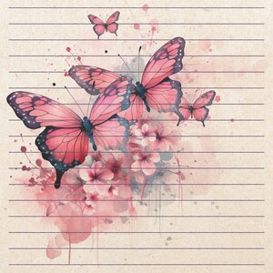 Butterfly Blossom Lined and Unlined Writing Papers, Instant Download ...