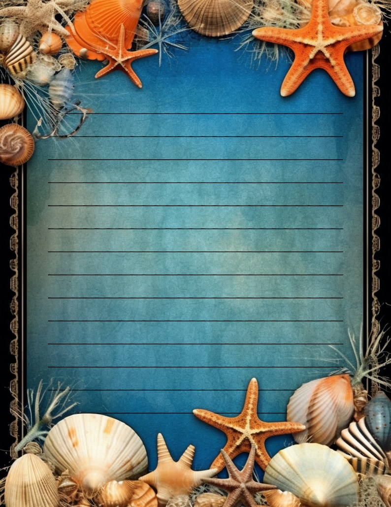 Ocean Treasures Lined and Unlined Writing Papers for Instant Download ...
