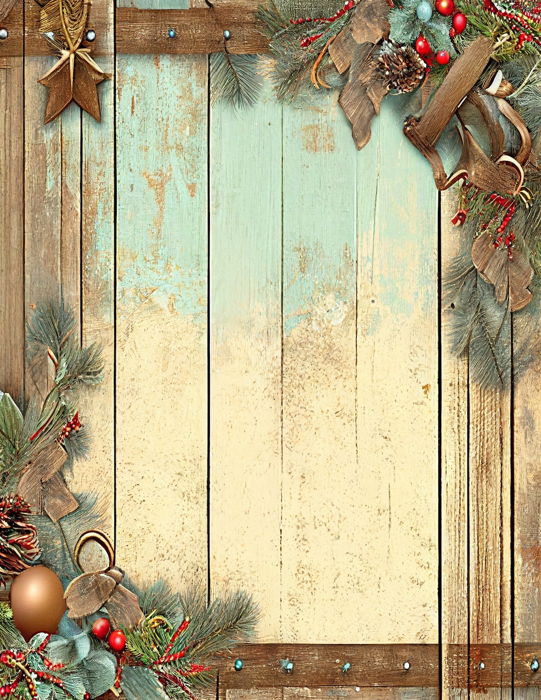 Christmas Woods Five Decorative Digital Papers/backgrounds in Rustic ...