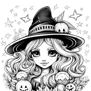 Cinque simpatiche streghette da colorare per il download istantaneo ...
