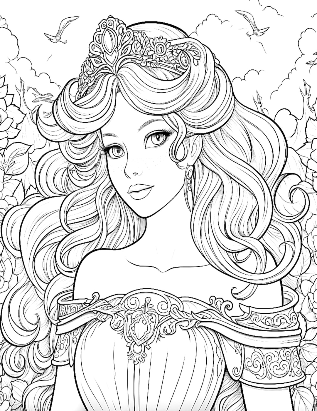 Princess Coloring Pages: Original Art for Kids (digital Download) - Etsy
