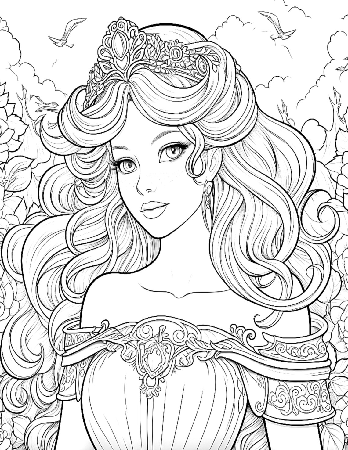 Princess Coloring Pages: Original Art for Kids (digital Download) - Etsy