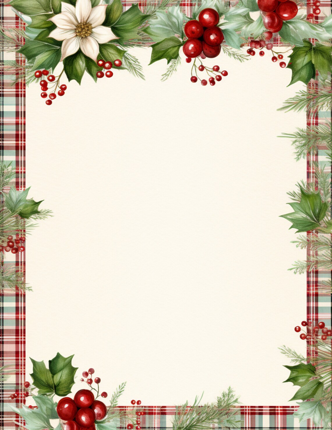 Tartan Memories Christmas Winter Holiday Bordered Digital Papers ...