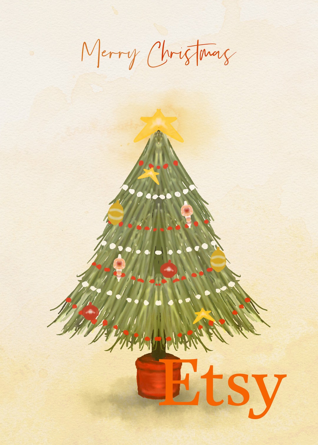 Happy Tree Merry Christmas Printable Instant Download Greeting - Etsy