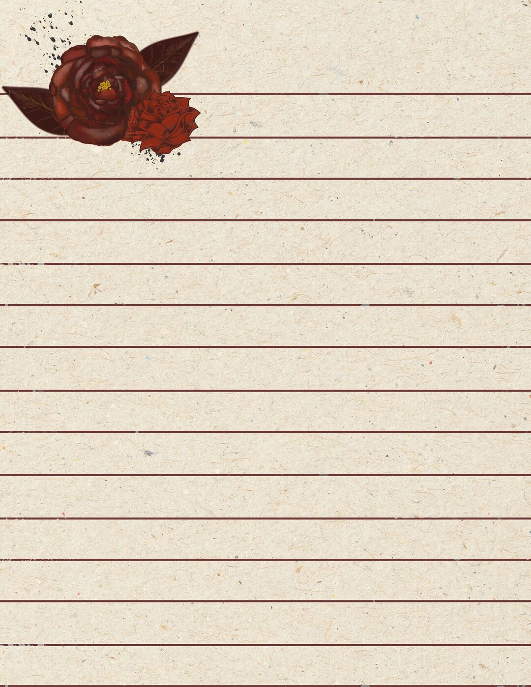 Blood and Roses Lined and Unlined Writing Papers, With Two Bonus Sheets ...