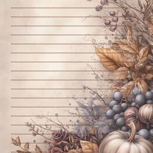 Midnight Garden Autumn Themed Lined and Unlined Writing Papers, Two ...