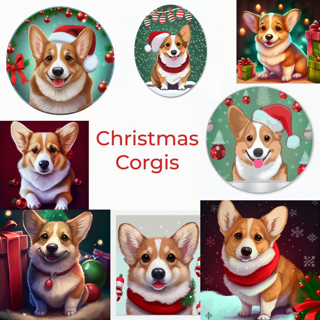 Christmas Corgis--eight Adorable Clip Art Images, PNG Files - Etsy